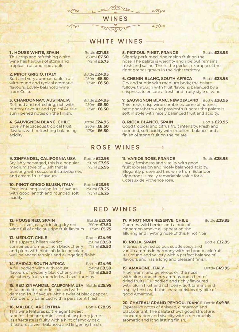 Drinks Menu – Casa de Moor
